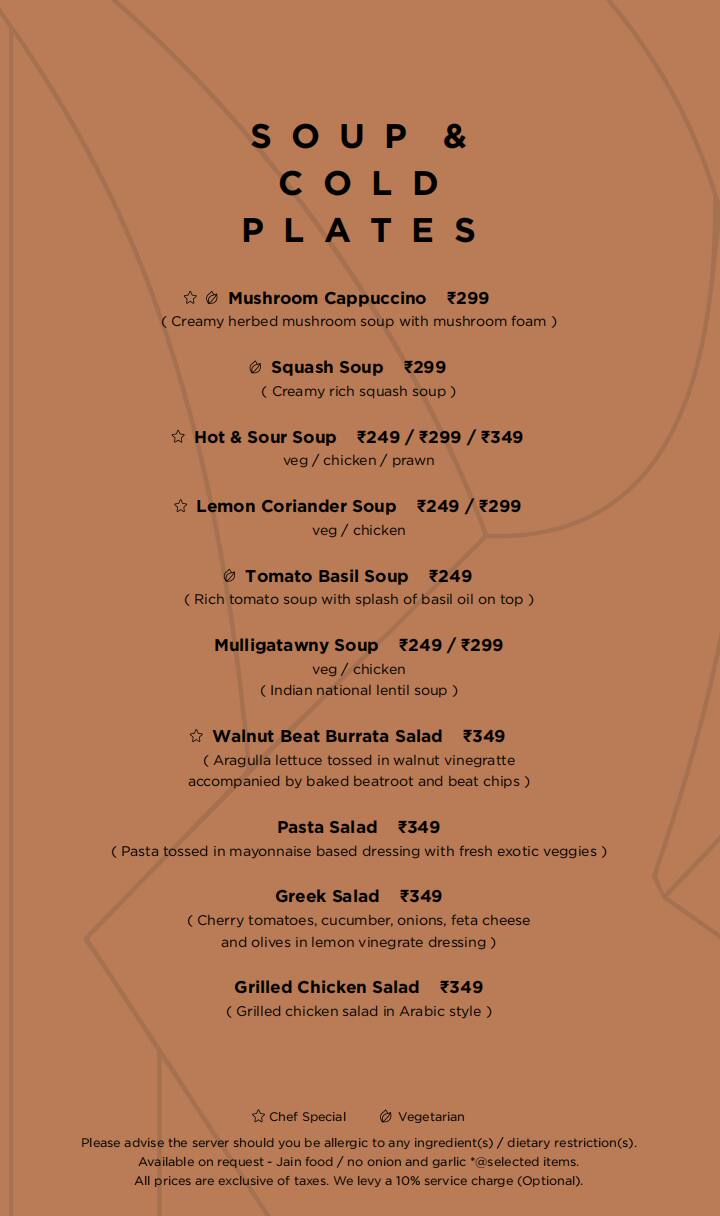 Menu of Inanna Tap Room, Bannerghatta Road, Bangalore