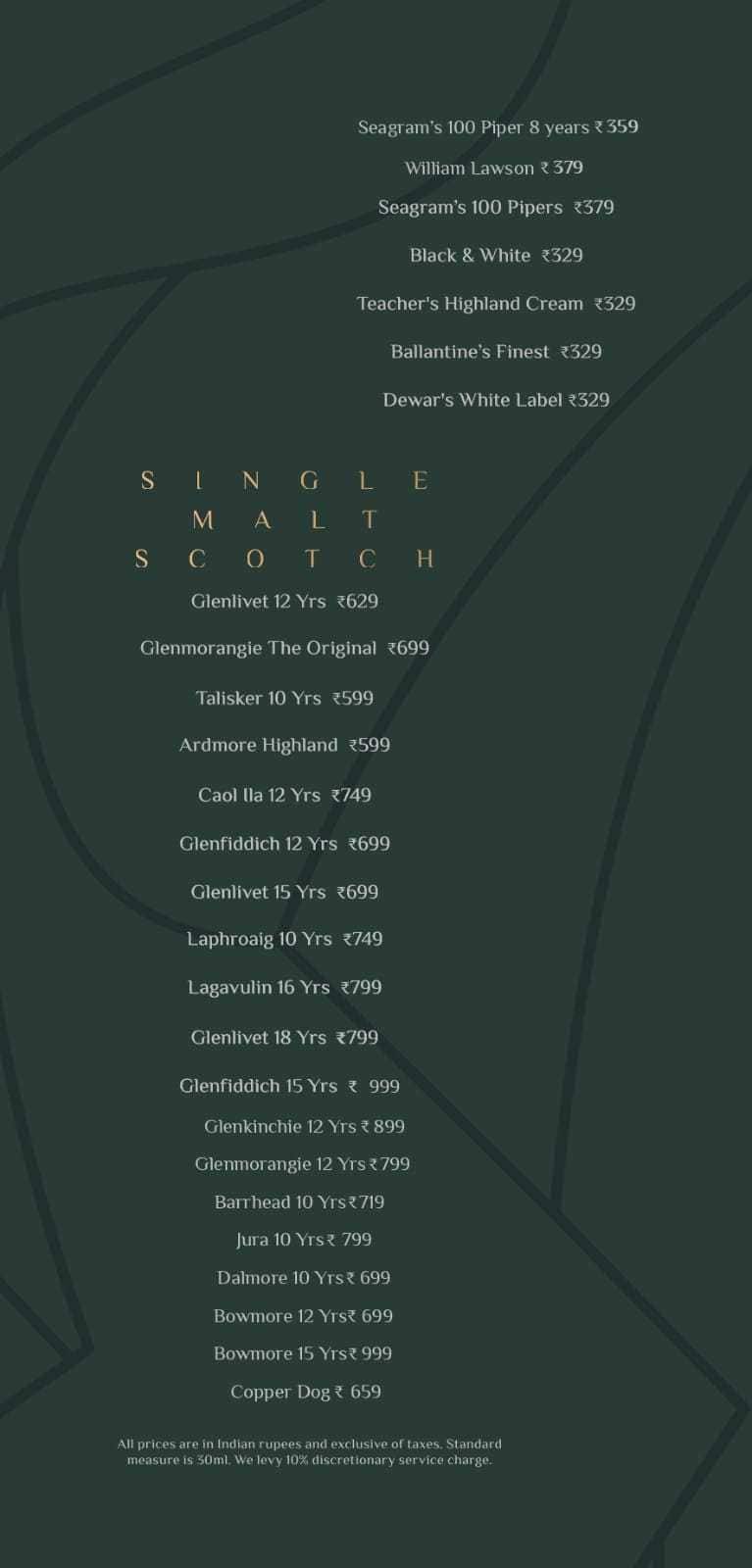 Menu at Inanna Taproom, Bengaluru