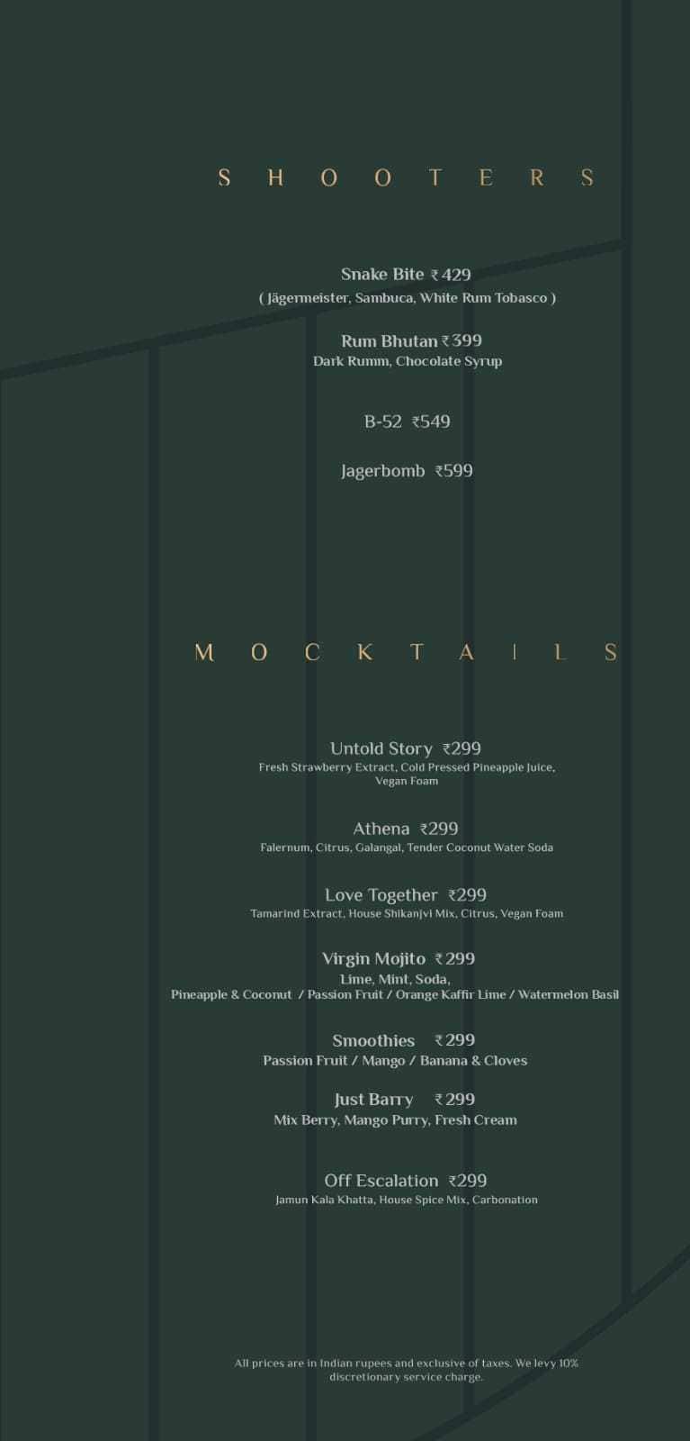 Menu at Inanna Taproom, Bengaluru