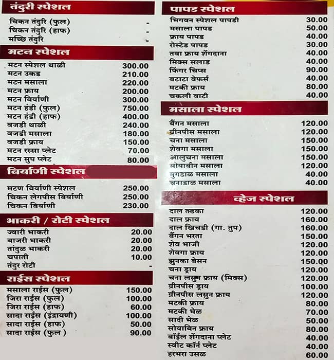 Menu of Bhagwan Special Macchi, Dange Chowk, Pune