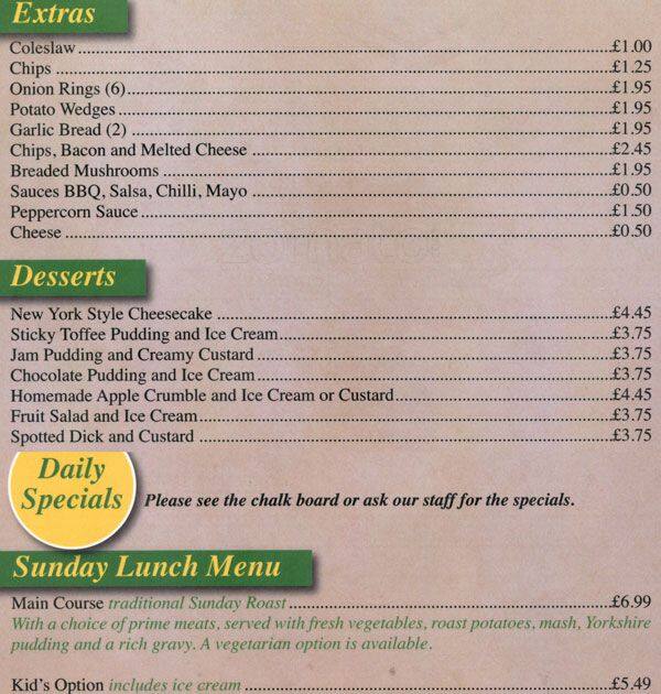 Menu at The Holly Tree pub & bar, London, 141 Dames Rd