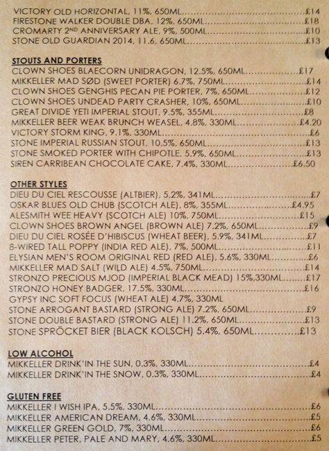 Menu at BrewDog pub & bar, Edinburgh, 143 Cowgate