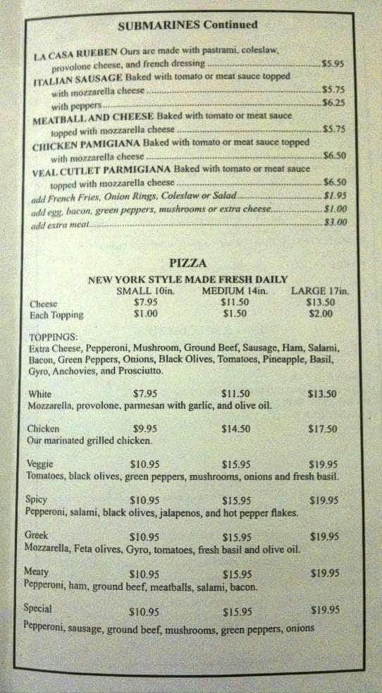 Menu at La Casa Restaurant, Alexandria