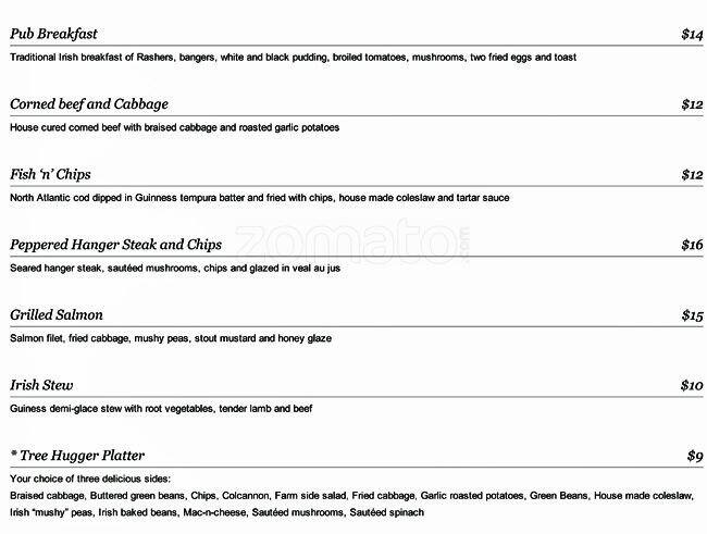 Menu at The Elder Tree Public House, Atlanta