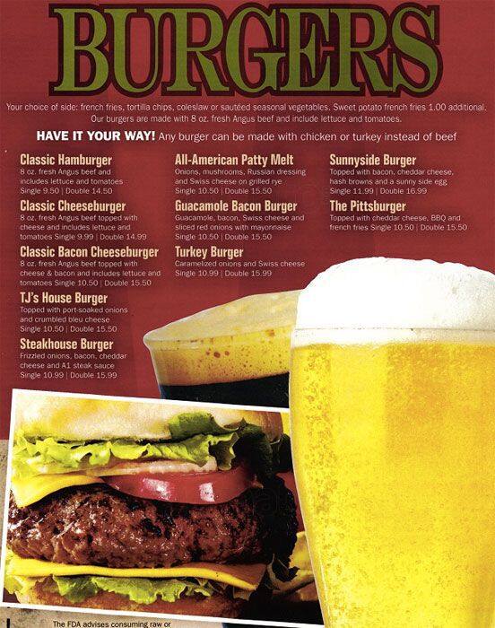 Menu at Tj Smith's restaurant & bar, Jamison