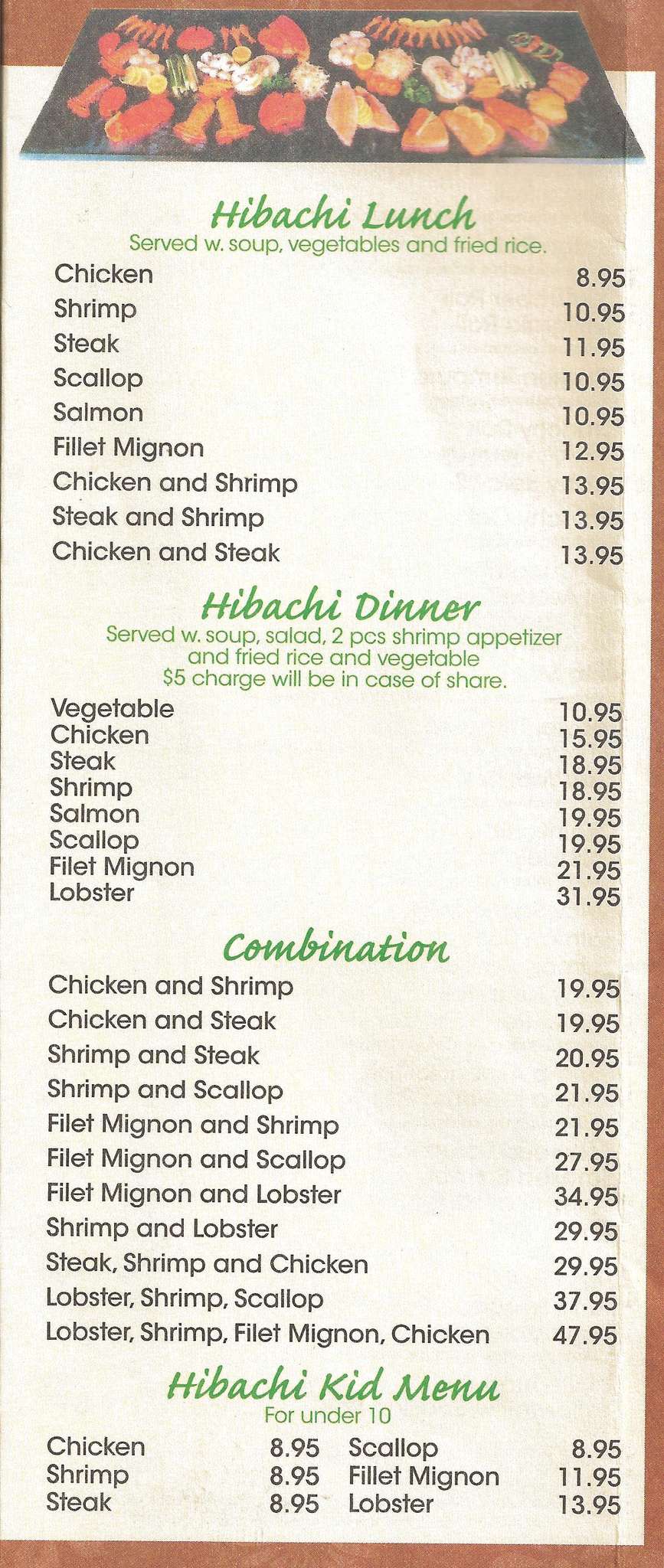 Menu at Hibachi Express restaurant, Gulfport, US 49 Suite K