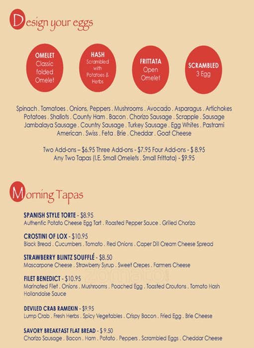 Menu at Tapas On York restaurant, Jamison