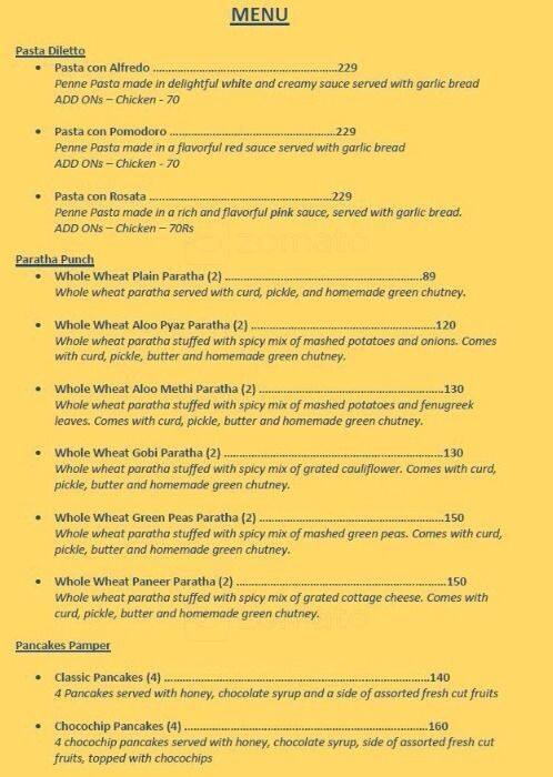 Menu at Breaking Bread, Hyderabad, 4-12