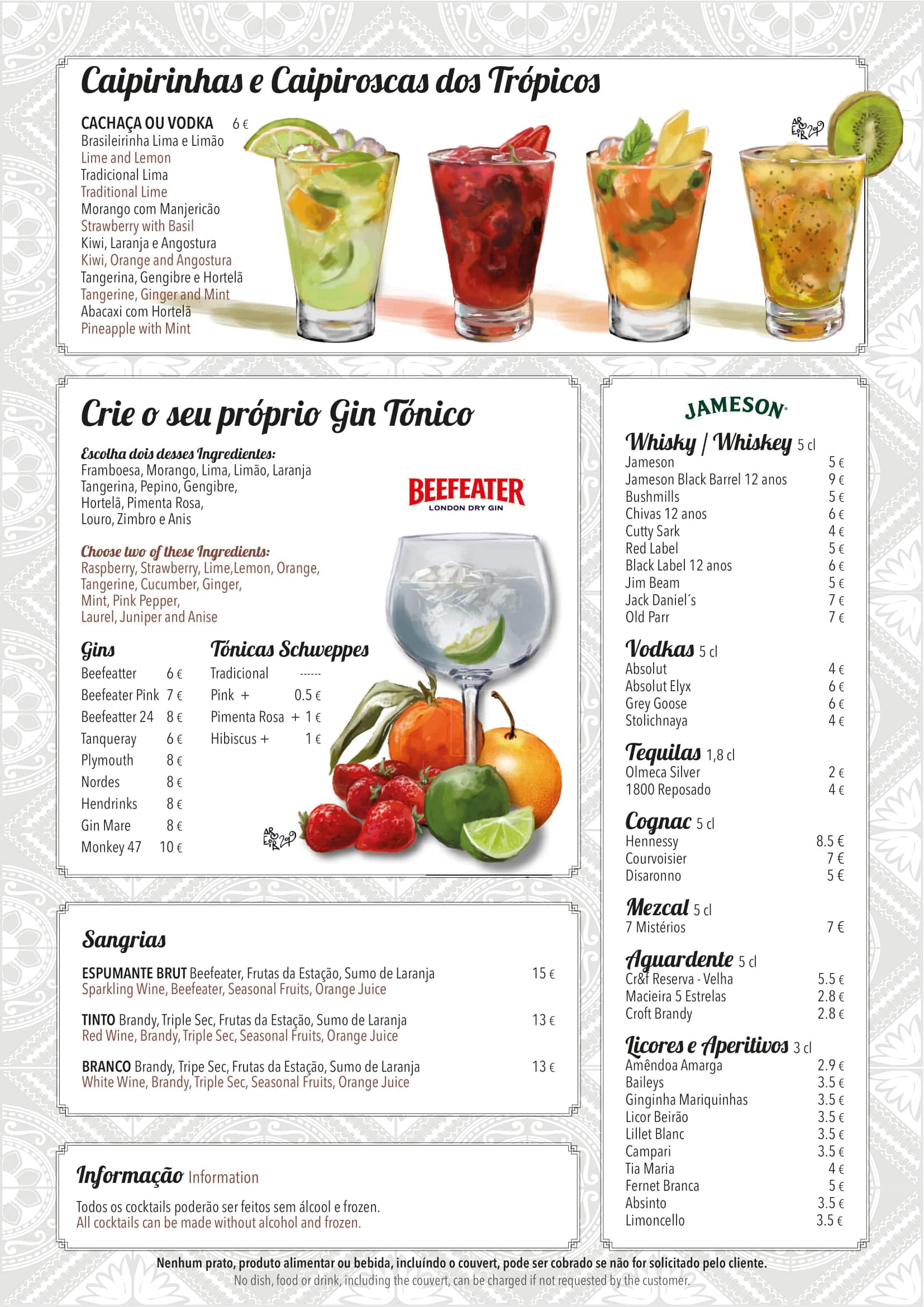 Menu at Casa Guedes Rooftop restaurant, Porto