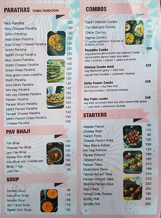 Menu of Veg Tables, Kharadi, Pune