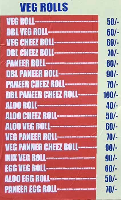 Menu of Kolkata Kathi King Rolls & Momos, BTM, Bangalore