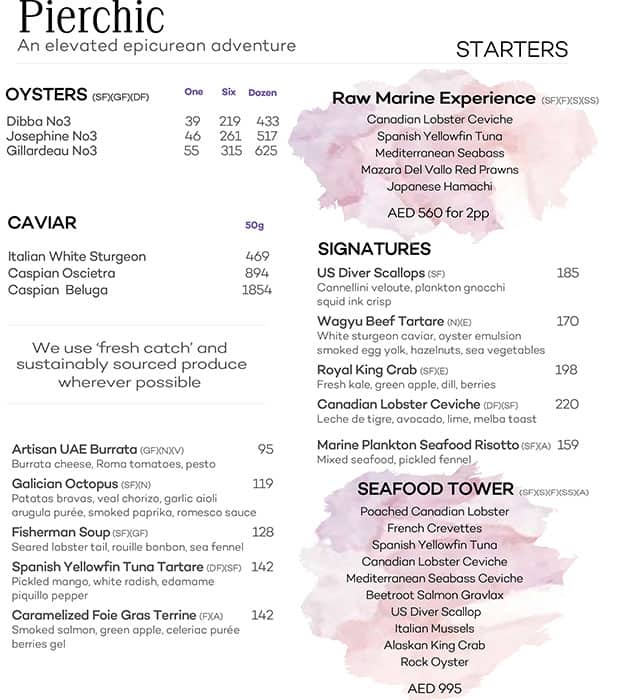 Pierchic - Jumeirah Al Qasr Menu - Zomato