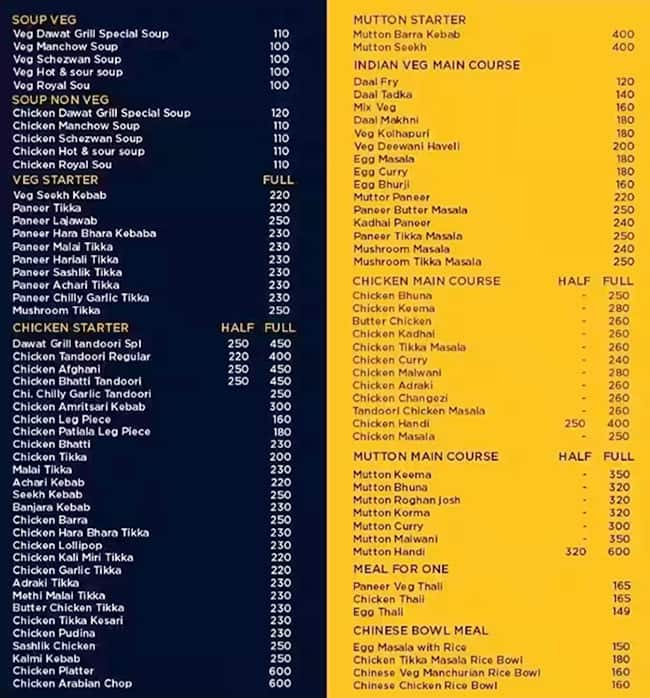 Menu of Delhi Darbar, Majiwada, Thane West, Thane