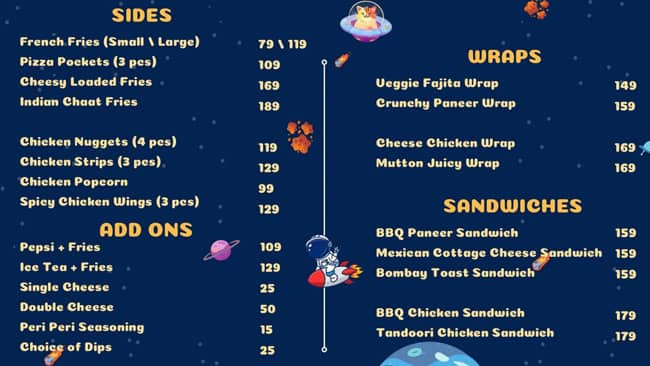 Menu of The Cosmic Burger, Koramangala 5th Block, Bangalore