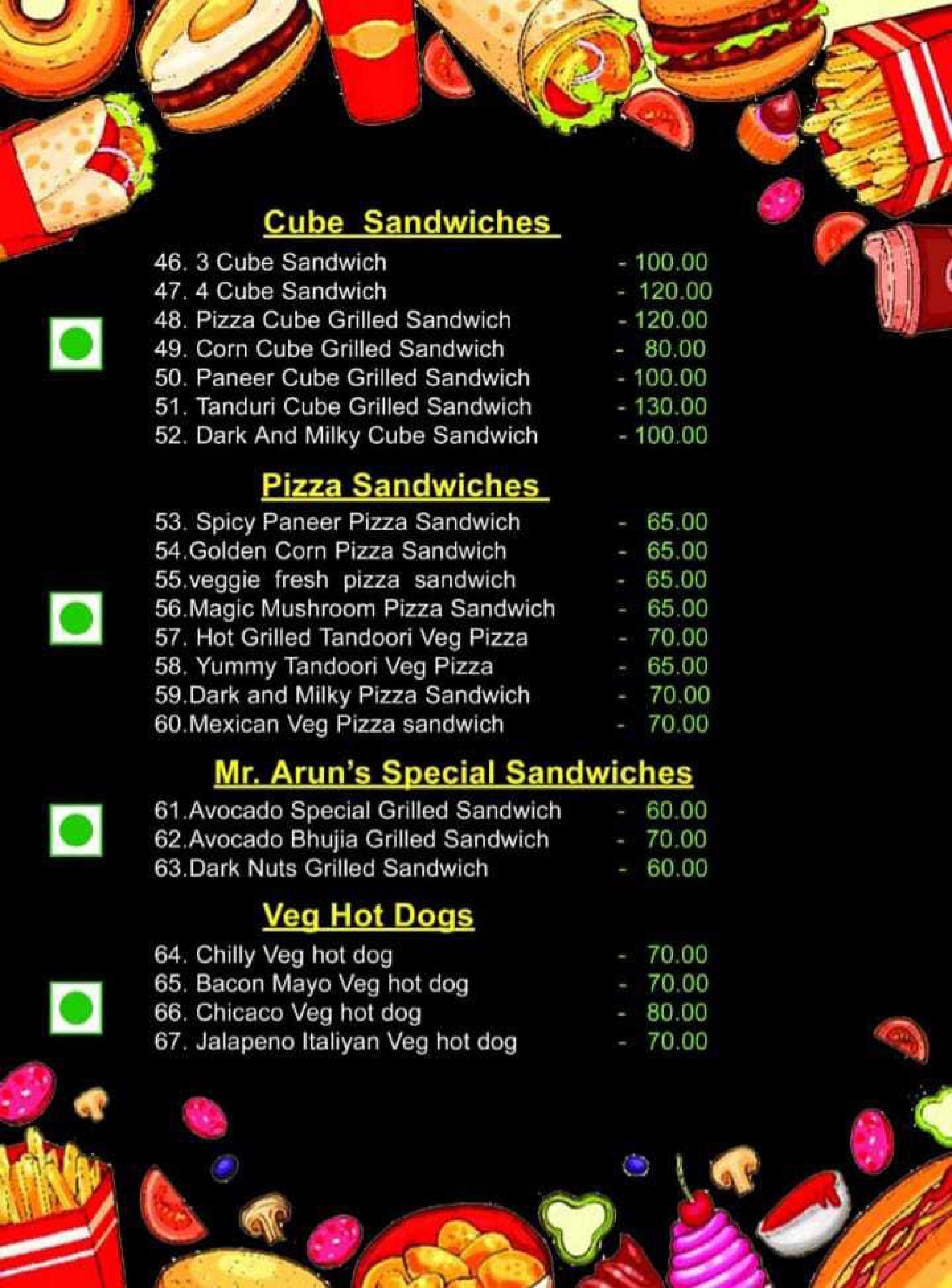 Menu of The Veg Sandwich, Ramapuram, Chennai