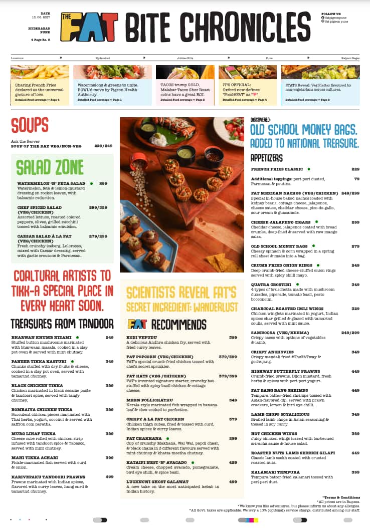 Menu of Fat Pigeon - Bar Hop, Kalyani Nagar, Pune