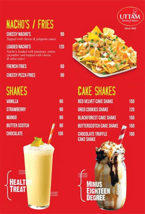 Menu at Uttam Sweets Bakery & Restaurant, Chandigarh, SCO 183