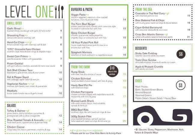 Menu at Crocodile Farm Hotel restaurant, Ashfield