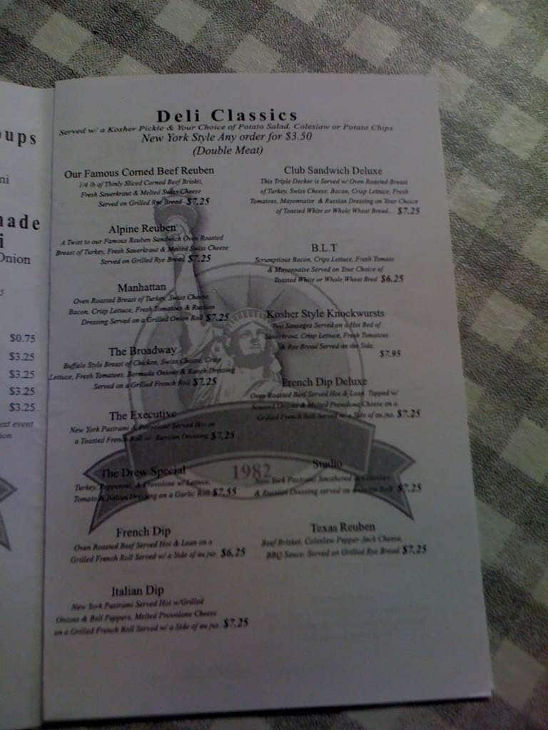 Menu at New York Deli restaurant, McAllen, 829 W Dove Ave
