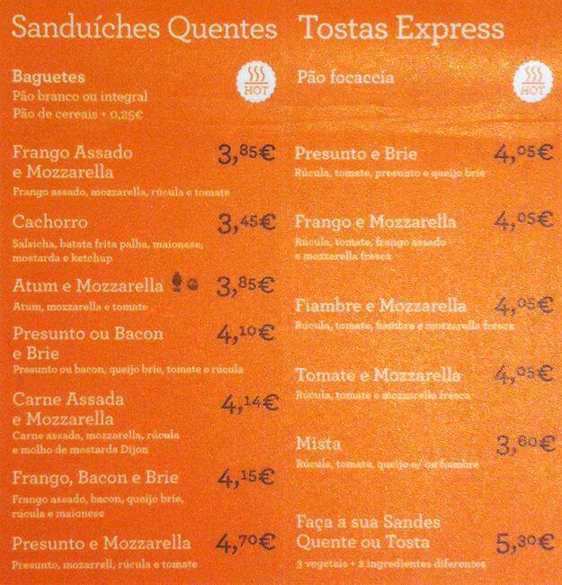Menu em Casa das Sandes restaurante, Senhora da Hora, GaiaShopping