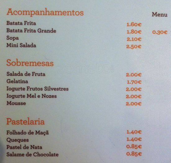 Menu em Casa das Sandes restaurante, Senhora da Hora, GaiaShopping