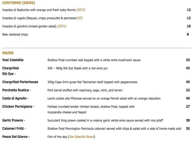 Menu at Houdinis Cafe e Cucina, Diggers Rest