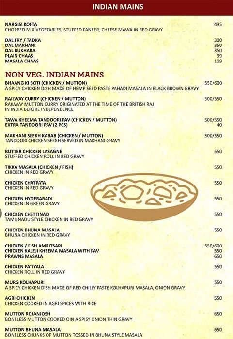 Menu at Warehouse Kitchenbar, Mumbai