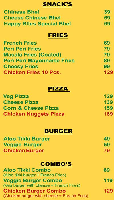 Menu at Happy Bites, Mumbai, Shop No 115 Santacruz East