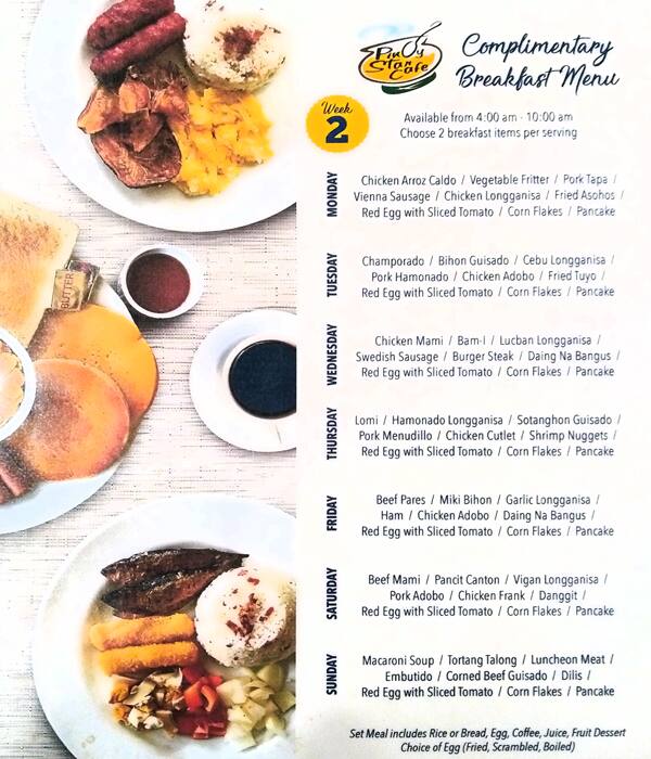 Menu at Pinoy Star Cafe (Kabayan Hotel), Pasay