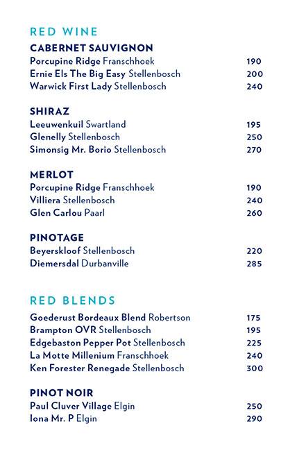 Menu at Stonebreakers Restaurant, Cape Town