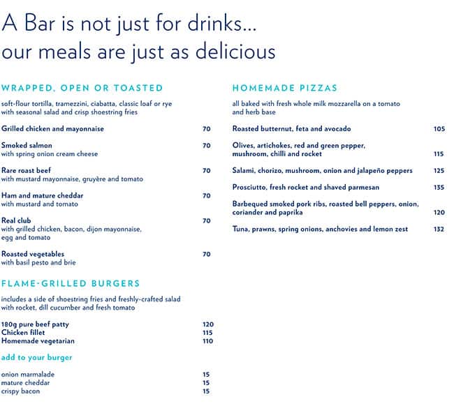 Menu at Stonebreakers Restaurant, Cape Town