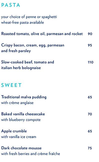 Menu at Stonebreakers Restaurant, Cape Town