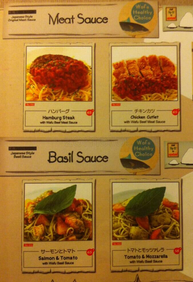 Menu at Pasta De Waraku restaurant, Jakarta, Mal Taman Anggrek