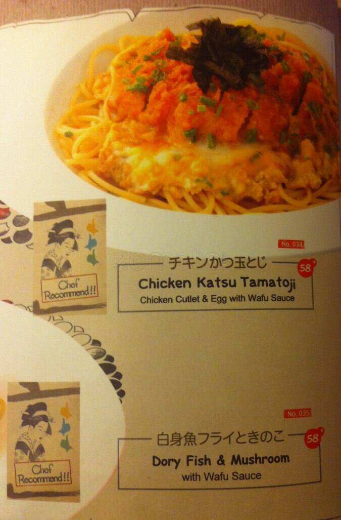 Menu at Pasta De Waraku restaurant, Jakarta, Mal Taman Anggrek