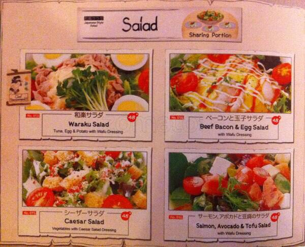 Menu at Pasta De Waraku restaurant, Jakarta, Mal Taman Anggrek