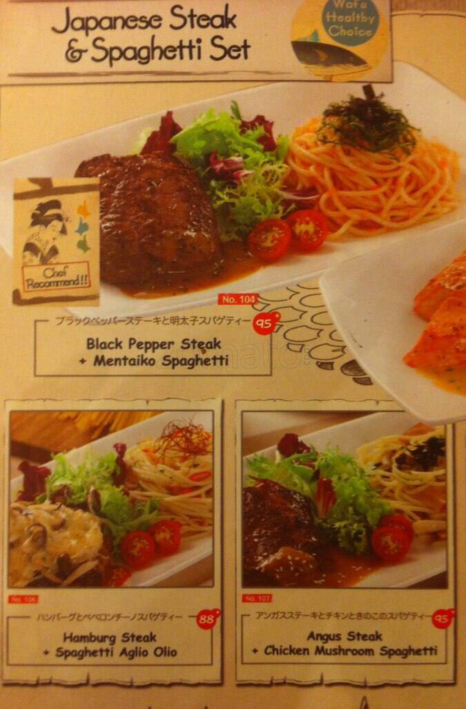 Menu at Pasta De Waraku restaurant, Jakarta, Mal Taman Anggrek