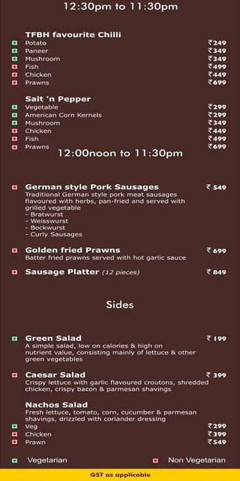 Menu at The Corinthians Resort and Club Pune, Pune