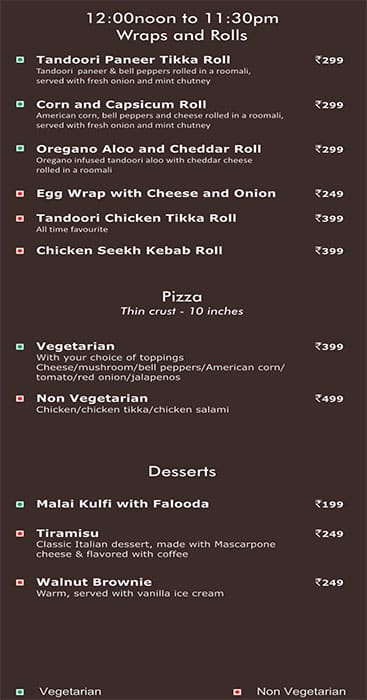 Menu at The Corinthians Resort and Club Pune, Pune