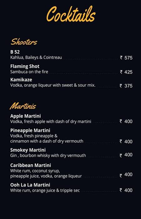 Menu at The Corinthians Resort and Club Pune, Pune