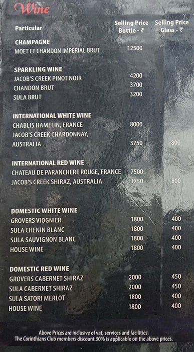 Menu at The Corinthians Resort and Club Pune, Pune