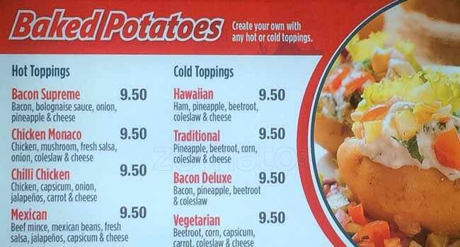 Menu at Fiesta Cafe, Adelaide Airport