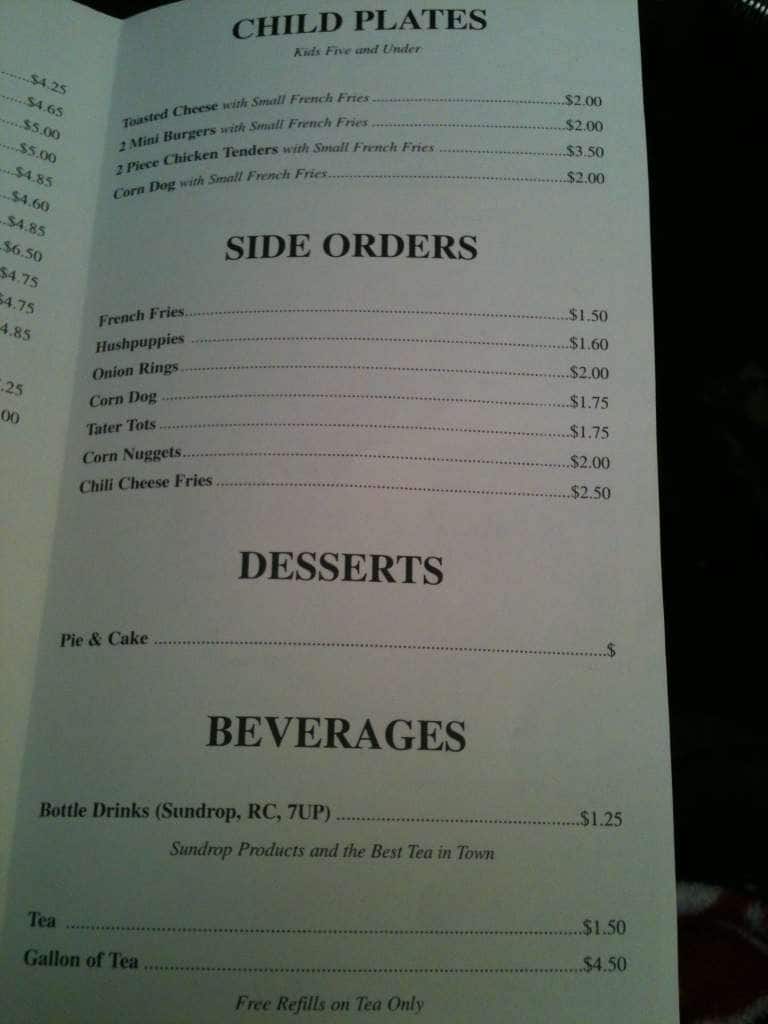 Menu at Family Carry Out restaurant, Cherryville