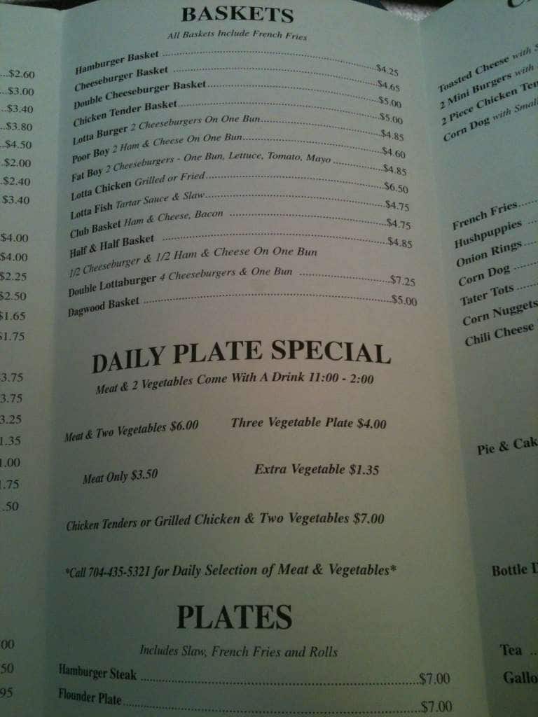 Menu at Family Carry Out restaurant, Cherryville