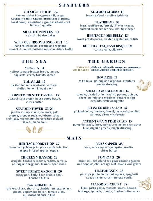 Menu at H2O restaurant, Pensacola Beach