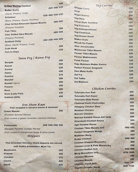 Menu at Malhar lunch home, Thane