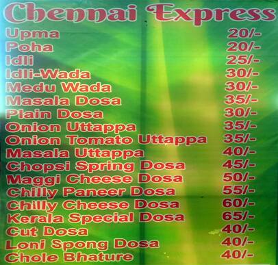 Menu of Chennai Express, Lohegaon, Pune
