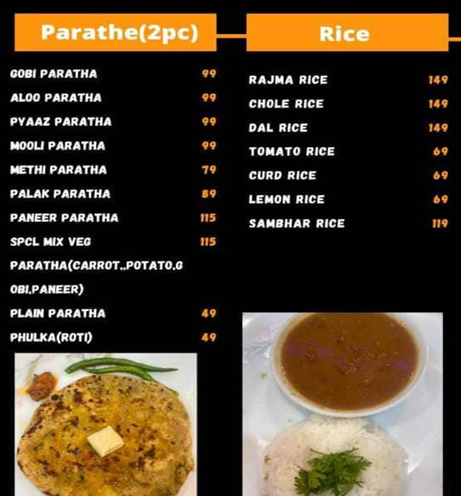Menu of Dilli De' Parathe, Himayath Nagar, Hyderabad