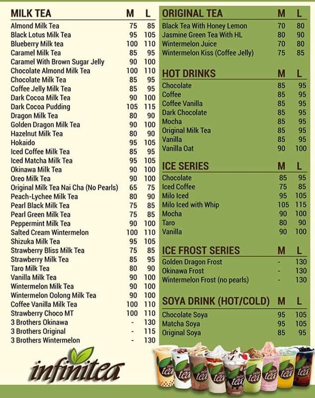 Menu at Infinitea, Taguig, Corazon Building 45 Bayani Road Bonifacio ...
