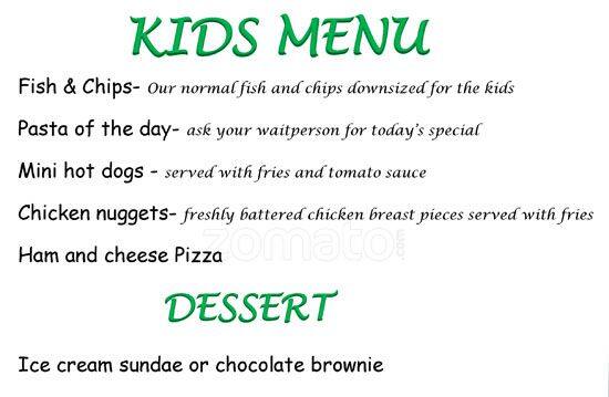 Menu at The Aberdeen restaurant, Masterton