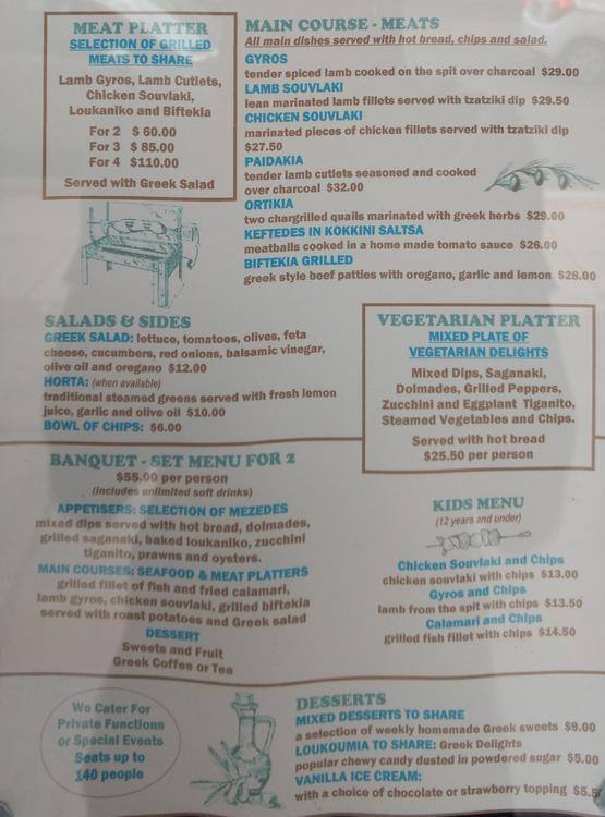 Carta de Lexi Meze Bar & Tavern, Hughesdale